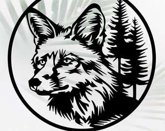 Fox SVG DXF, Animals Cut File Laser, Wildlife Cnc Wood Wall Decor, Fox ...