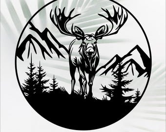 Moose in the Forest Dxf, Animals Cut File for Laser Dxf Plasma Cnc ...