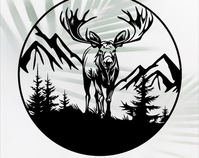 Moose Scene Dxf, Animals Cut File for Laser Dxf Plasma Cnc Metal Wall ...