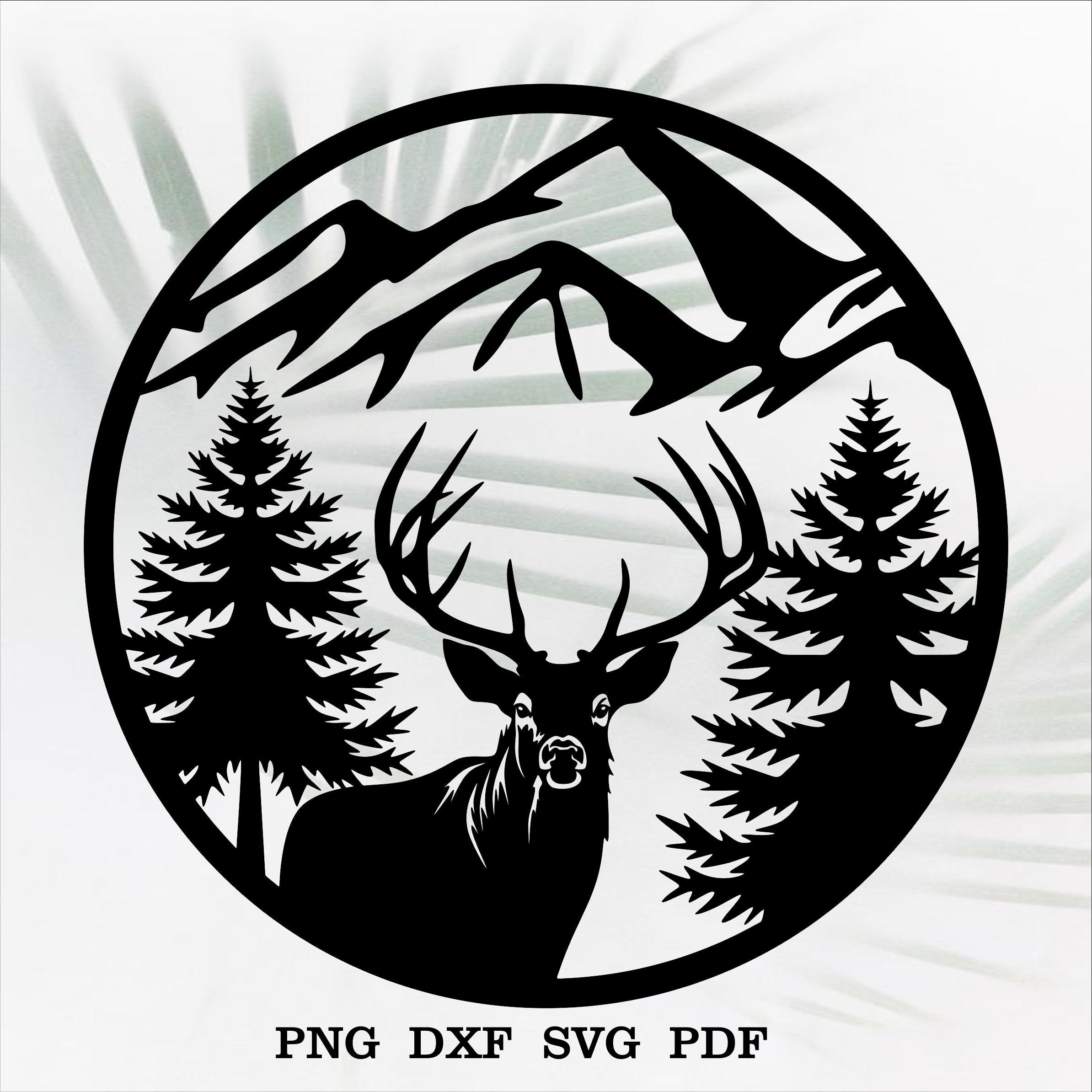 Deer Scene Dxf, Animals Cut File for Laser, Dxf Plasma, Cnc, Metal Wall ...