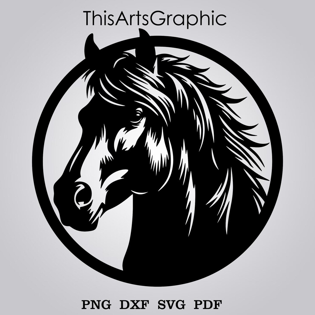 Horse Head Dxf Svg Png Files , Horse Wall Art Decor , Horses , Design ...