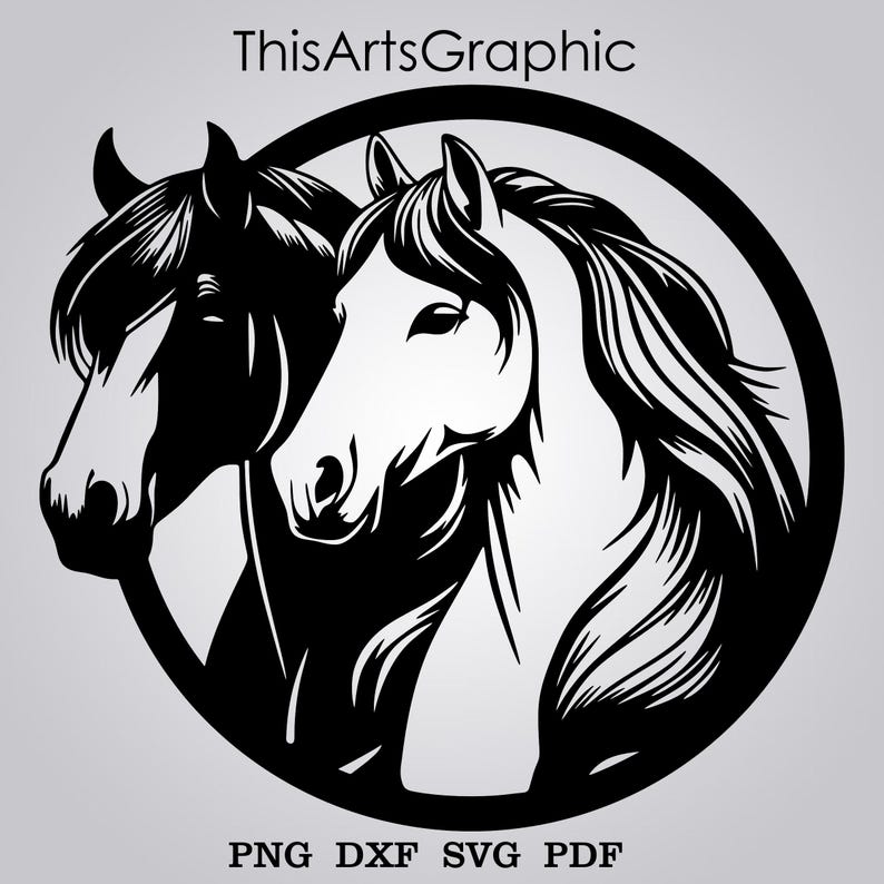 Horse Silhouette SVG DXF, Horse Clipart, Animals Cut File for Laser ...