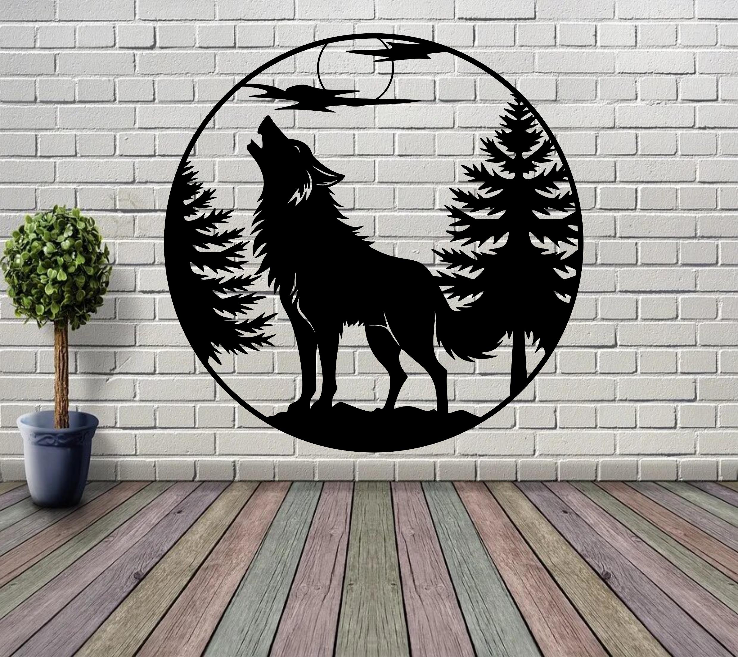 Wolf Scene Dxf, Animals Cut File for Laser, Dxf Plasma, Cnc, Metal Wall ...
