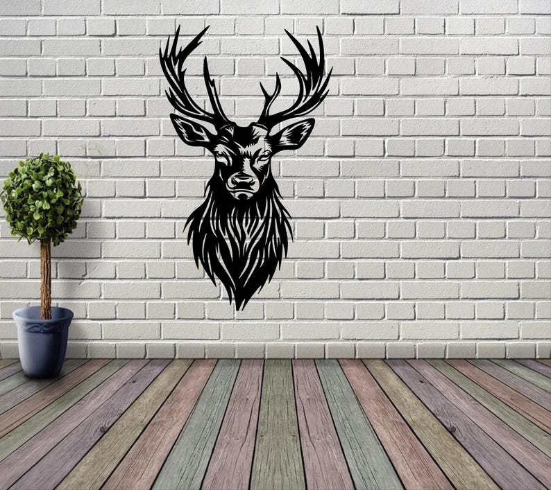 Deer Head Dxf, Animals Cut File for Laser, Plasma Cnc Metal Wall Decor ...