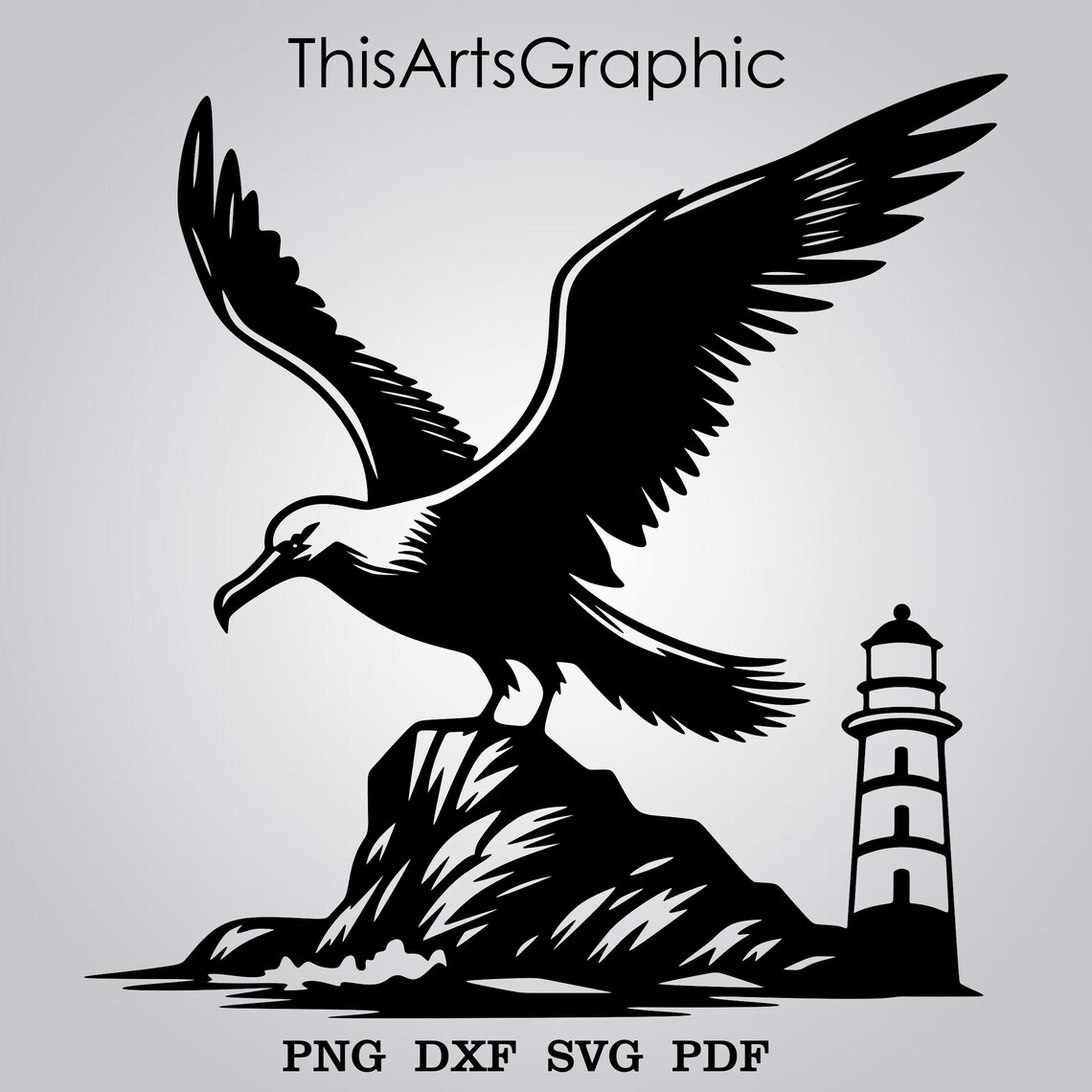 Sea Gull on Post With Anchor SVG PNG, Vector Graphic, Laser Engraver ...
