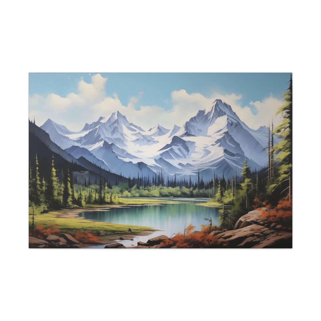 Mountain Range Painting Nature Painting Mountain Wall Art hidden ...