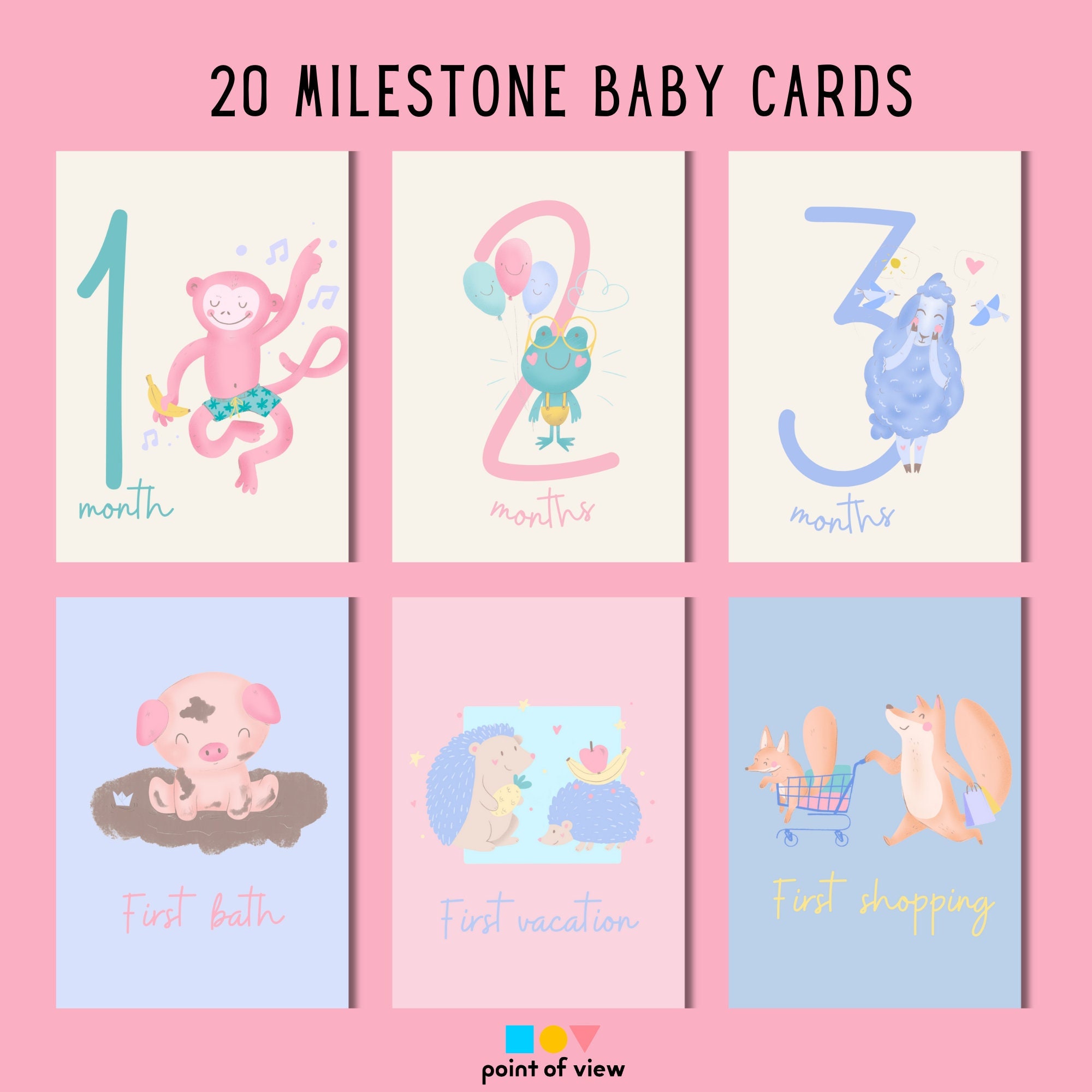 20 Baby Milestone Cards Set Printable Milestone Cards Baby Shower Gift ...