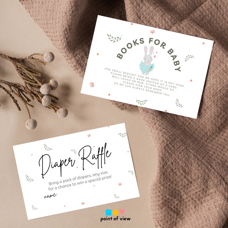 Baby Shower Invitation Bundle Diaper Raffle and Bring a Book Templates ...