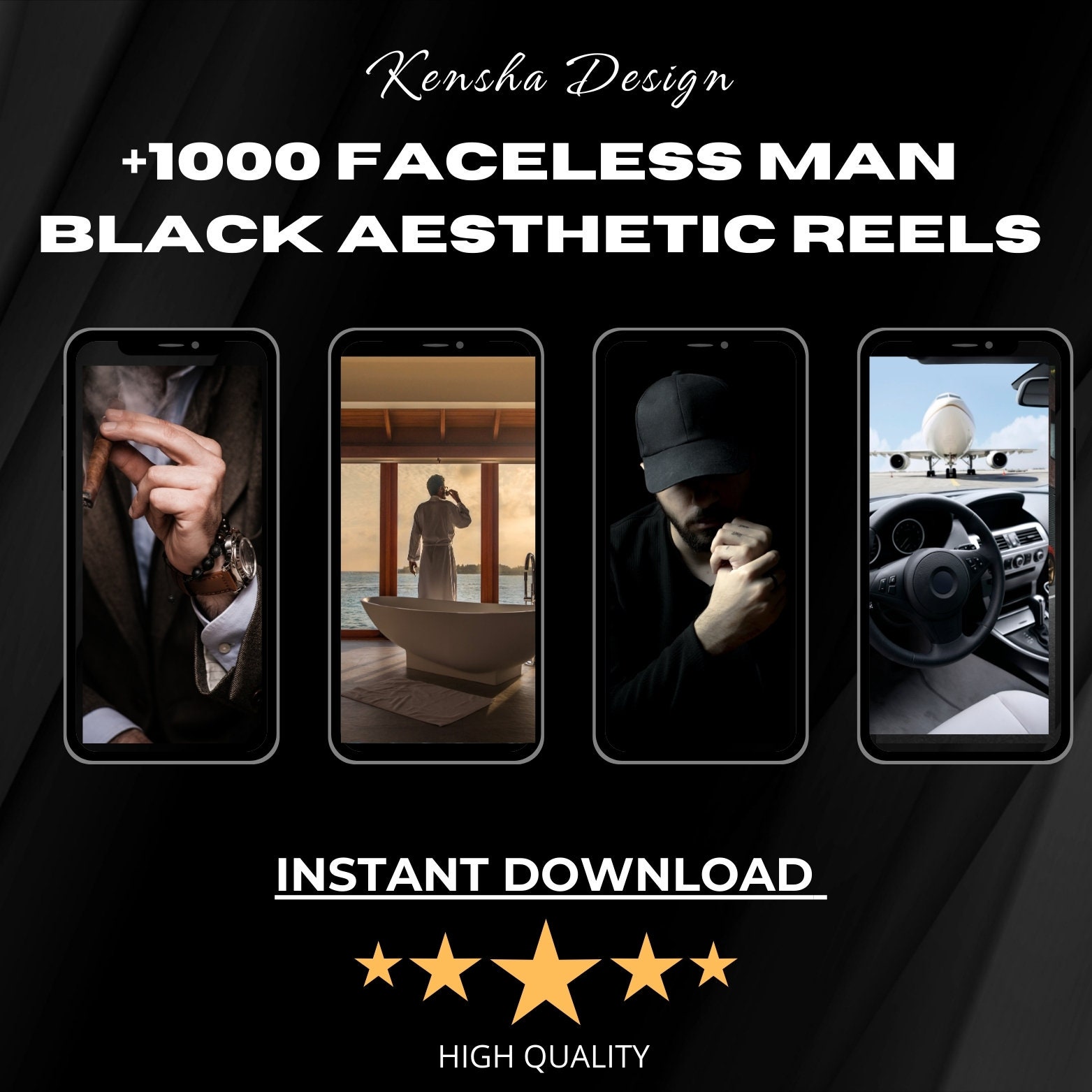 1000 Faceless Men Dark Aesthetic Reels Bundle MRR/PLR, Faceless Reels ...
