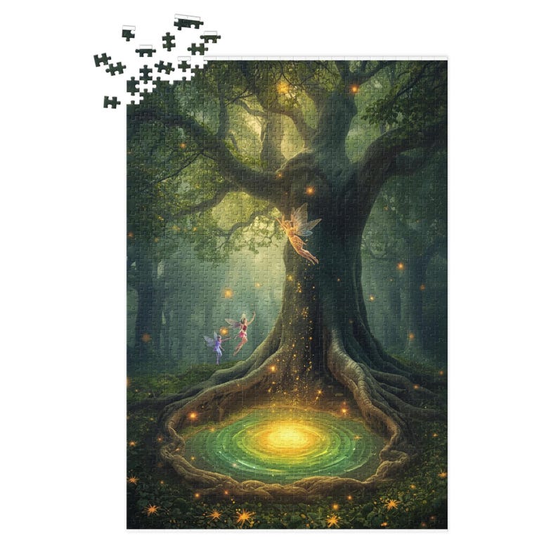 Fairy Grove with Rainbow Lights Jigsaw Puzzle, Fantasy Magical Forest ...