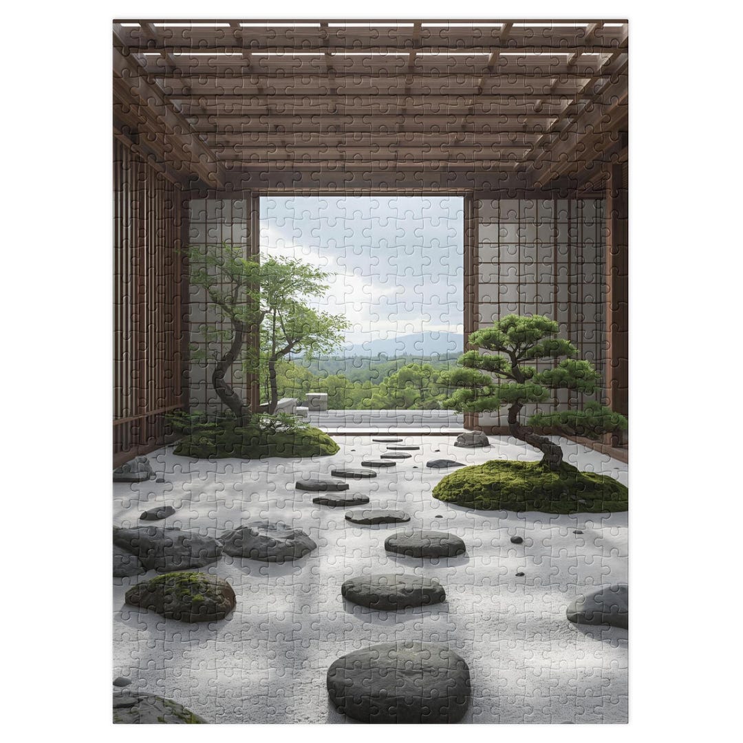 Japanese Zen Garden Jigsaw Puzzle, Karesansui Minimal Wall Art, Bonsai ...