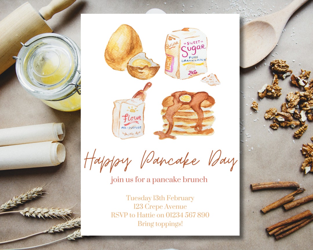 Pancake Day Party Invitation | Printable Pancake Birthday Invite ...