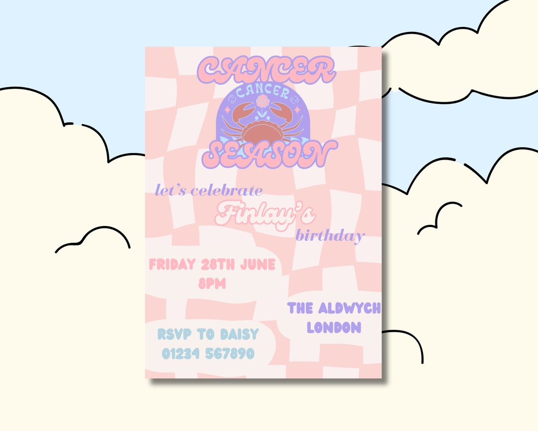 Cancer Season Editable Birthday Party Invitation - Etsy