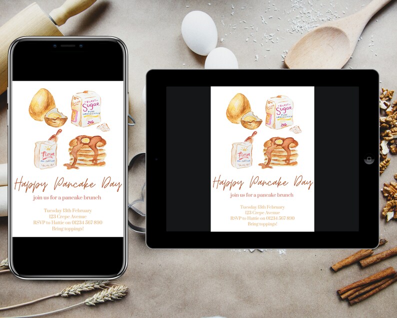 Pancake Day Party Invitation | Printable Pancake Birthday Invite ...