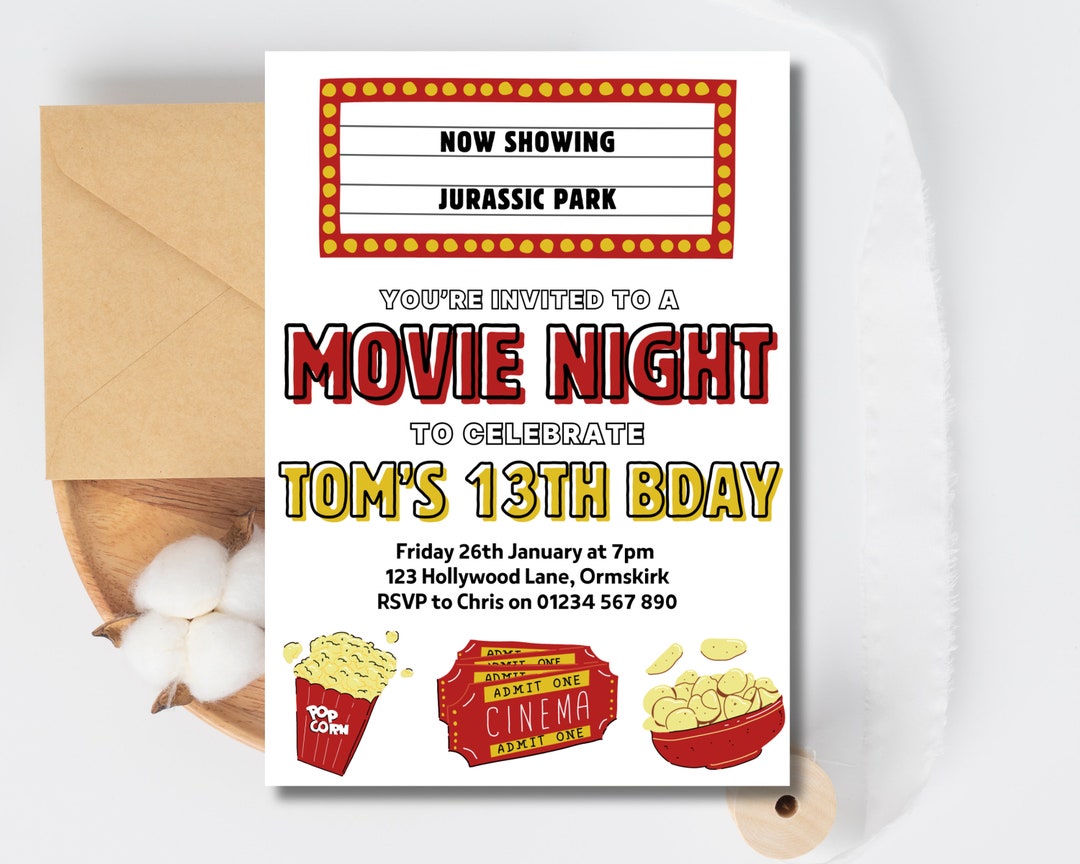 Editable Movie Night Invitation | Instant Download | Backyard Movie ...