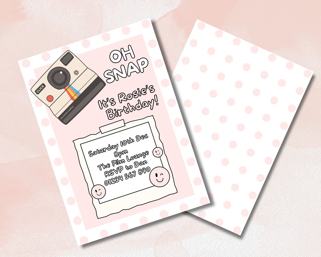 Oh Snap Birthday Party Invitation | Editable Polaroid Camera Invite ...