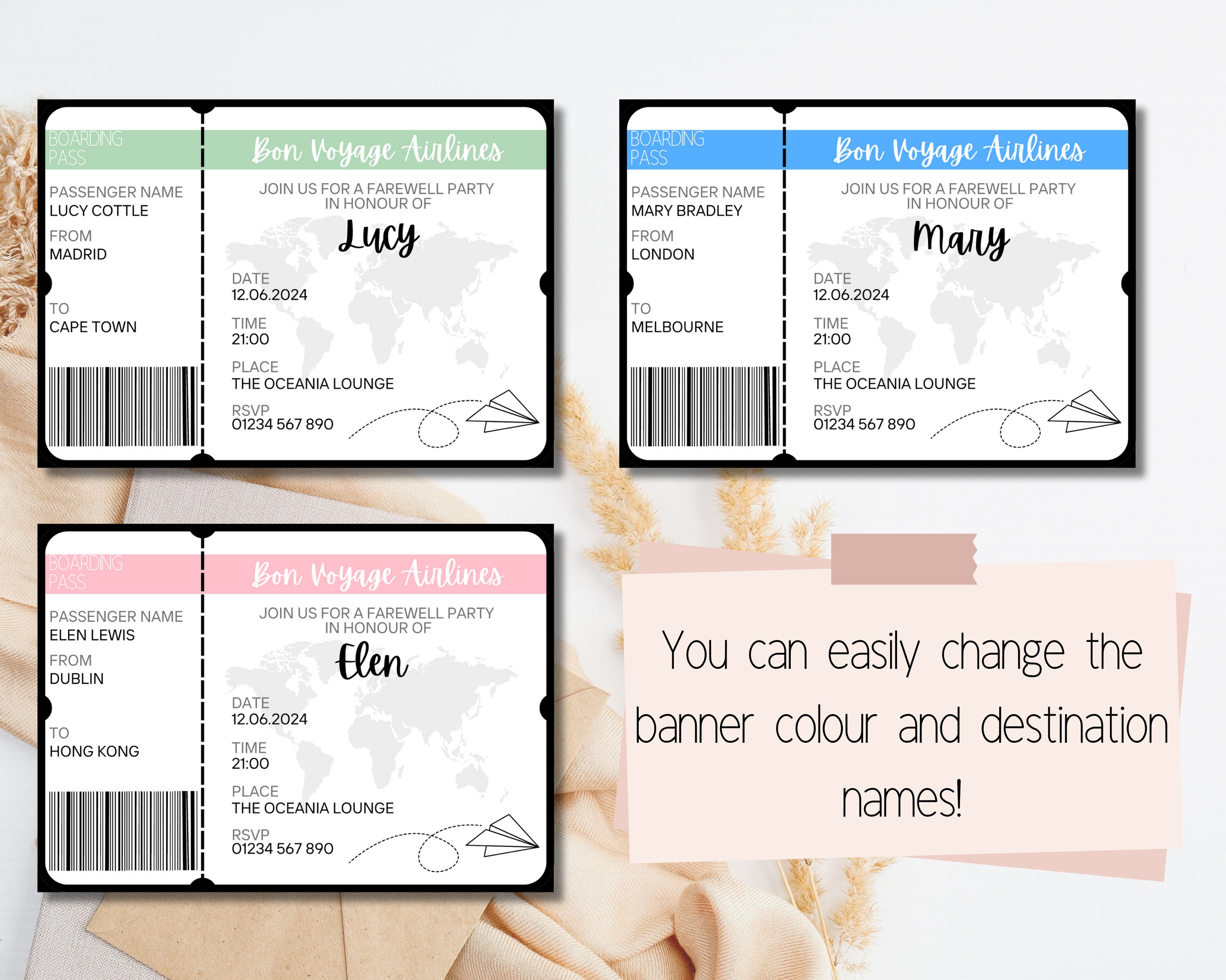 Plane Ticket Goodbye Party Invitation | Editable Farewell Invite ...
