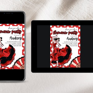Flamenco Birthday Party Invitation | Editable Spanish Theme Invite ...