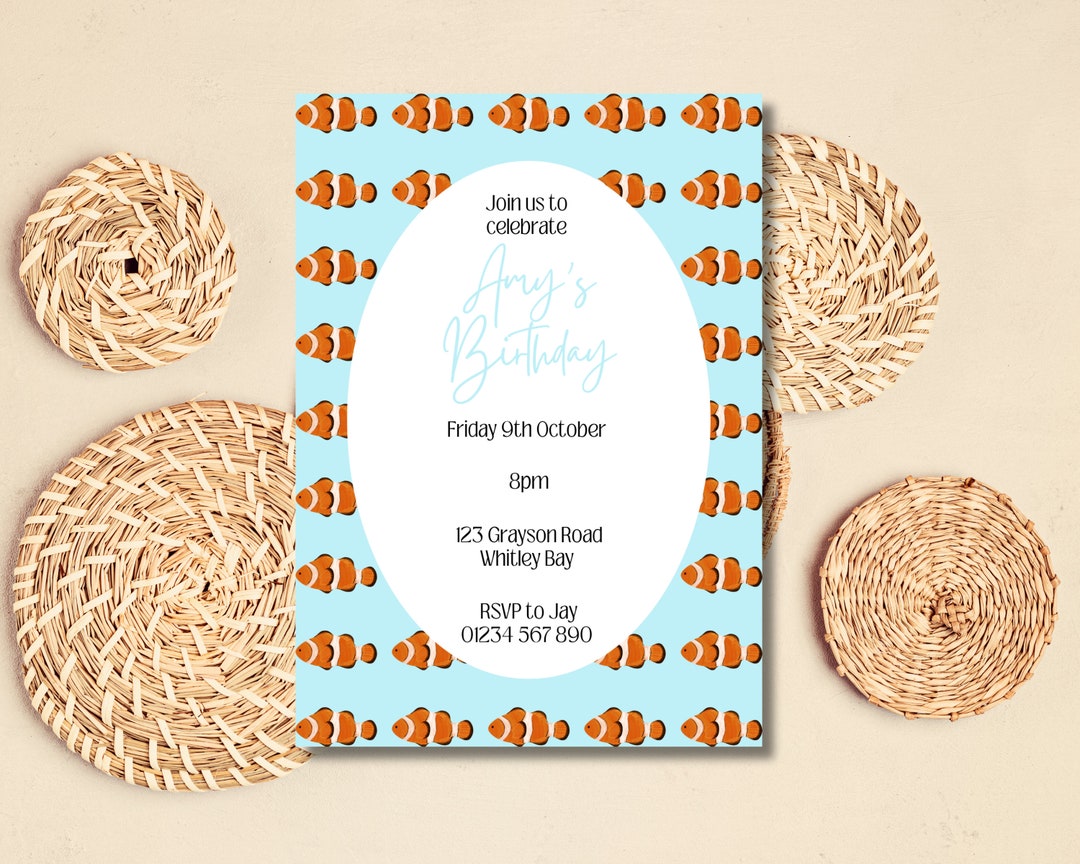 Finding Nemo Editable Birthday Party Invitation - Etsy