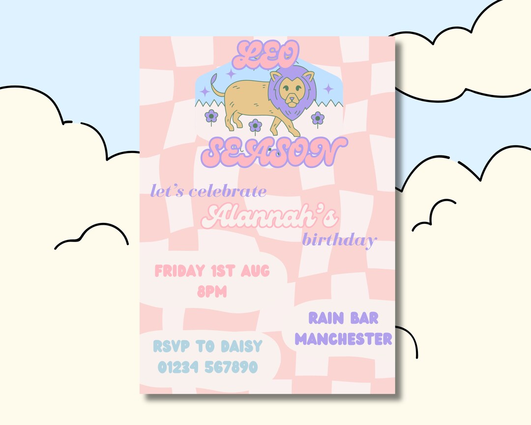 Leo Season Editable Birthday Party Invitation - Etsy