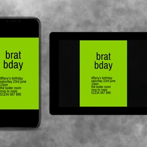 Brat Birthday Party Editable Invitation | Brat Summer Party Invite ...