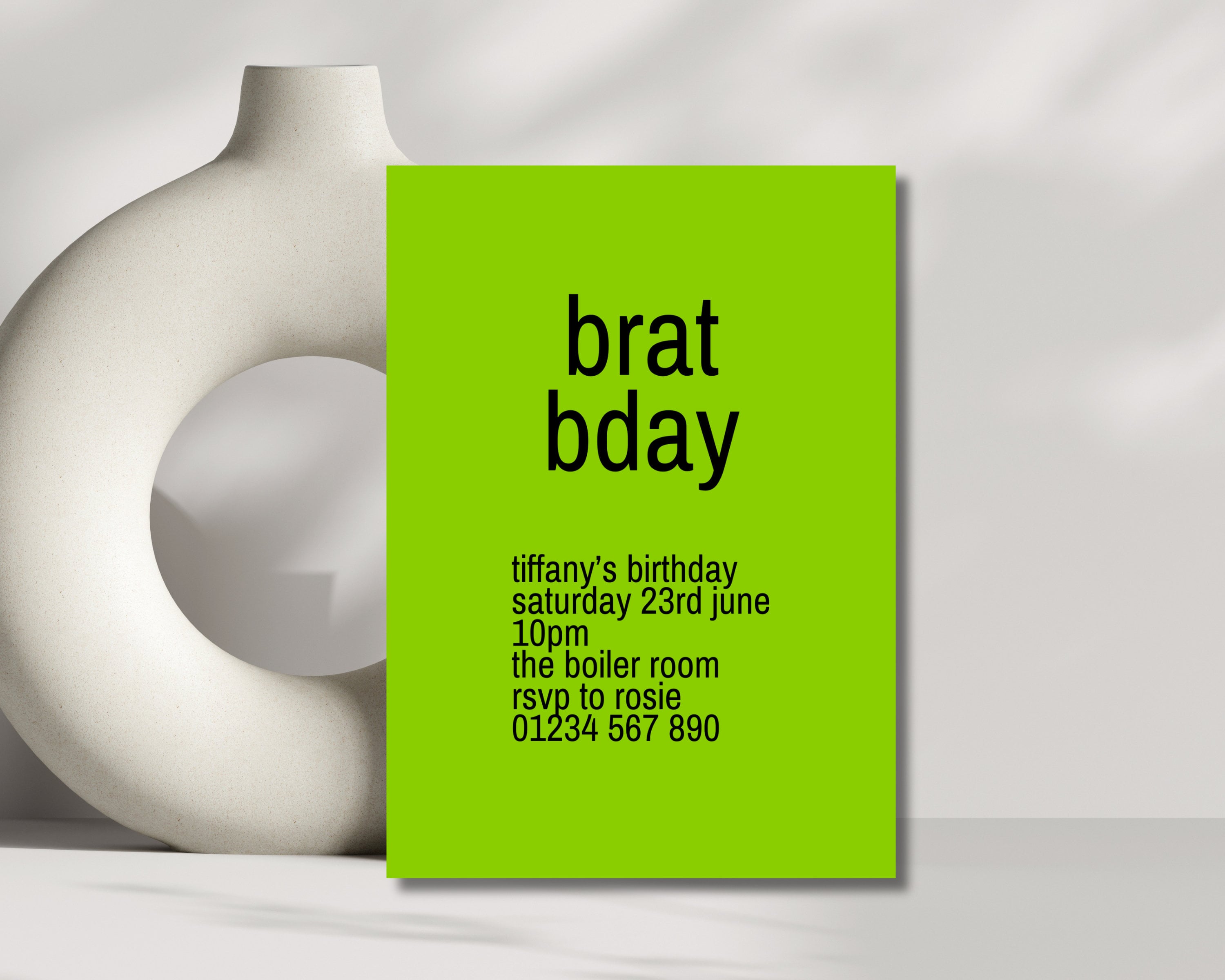 Brat Birthday Party Editable Invitation | Brat Summer Party Invite ...