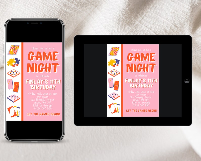 Game Night Birthday Party Invitation | Editable Family Game Night ...