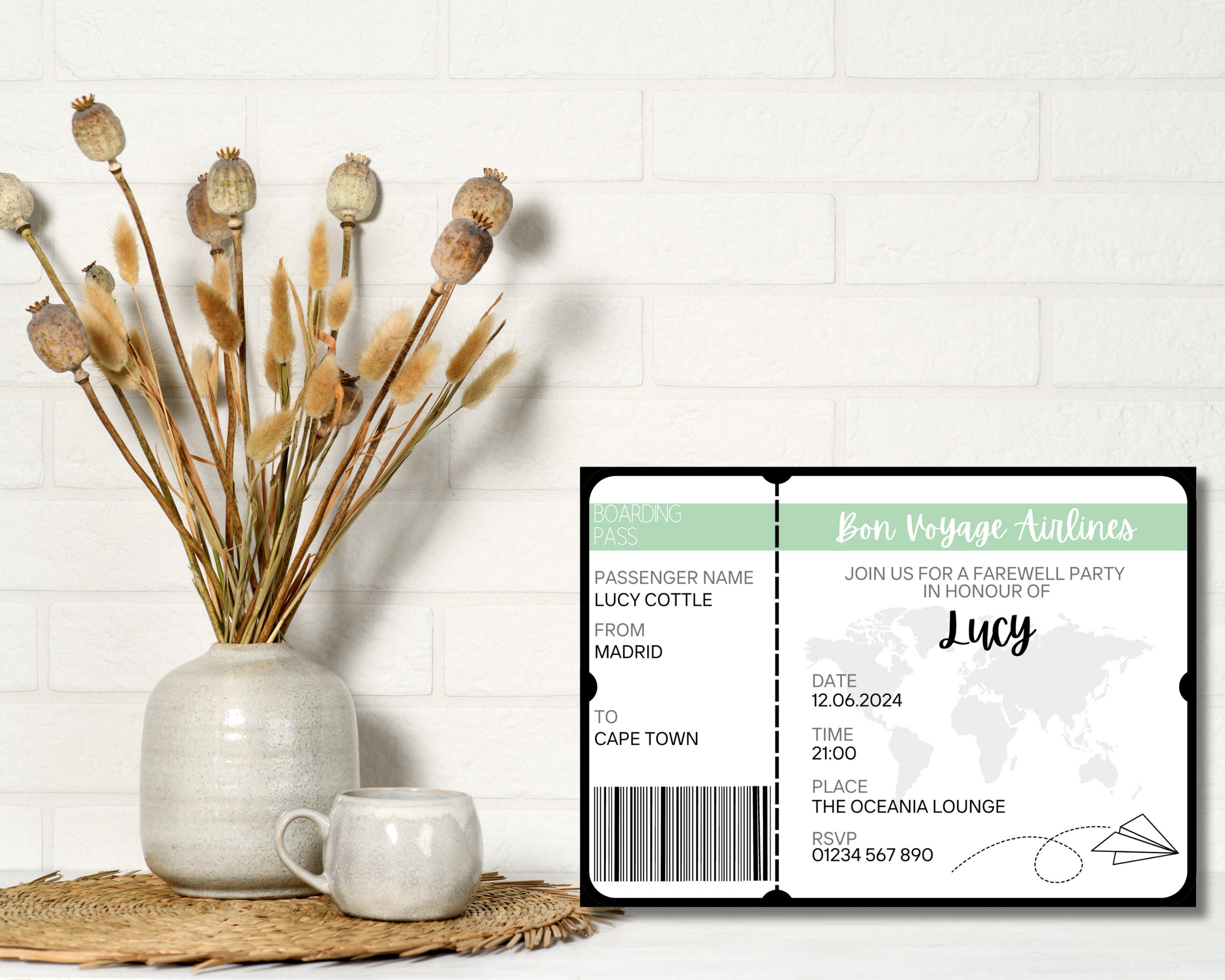 Plane Ticket Goodbye Party Invitation | Editable Farewell Invite ...