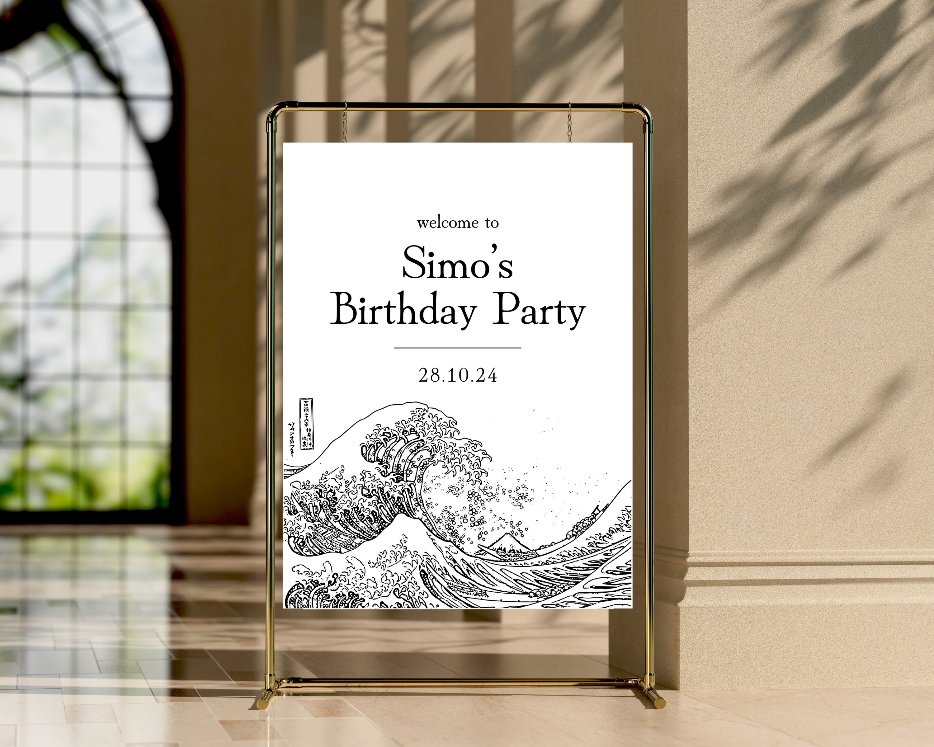 Japanese Wave Editable Welcome Sign | Birthday Party Welcome Board ...