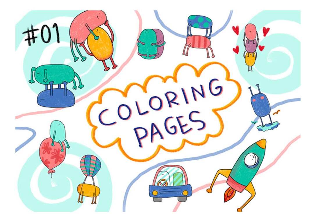 Lonely Beans :) EP1 Colouring Pages Set of 10, Printable, Cartoon Pages ...