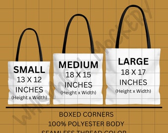 Digital Size Chart for Black Handle AOP Tote Bag - Elevate Your Listings With Stylish Visuals ...