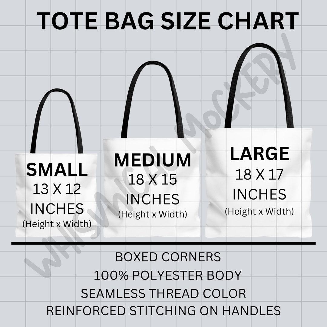 Digital Size Chart for Black Handle AOP Tote Bag - Elevate Your ...