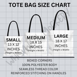Digital Size Chart for Black Handle AOP Tote Bag - Elevate Your ...