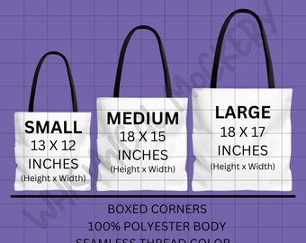 Digital Size Chart for Black Handle AOP Tote Bag - Elevate Your Listings With Stylish Visuals ...