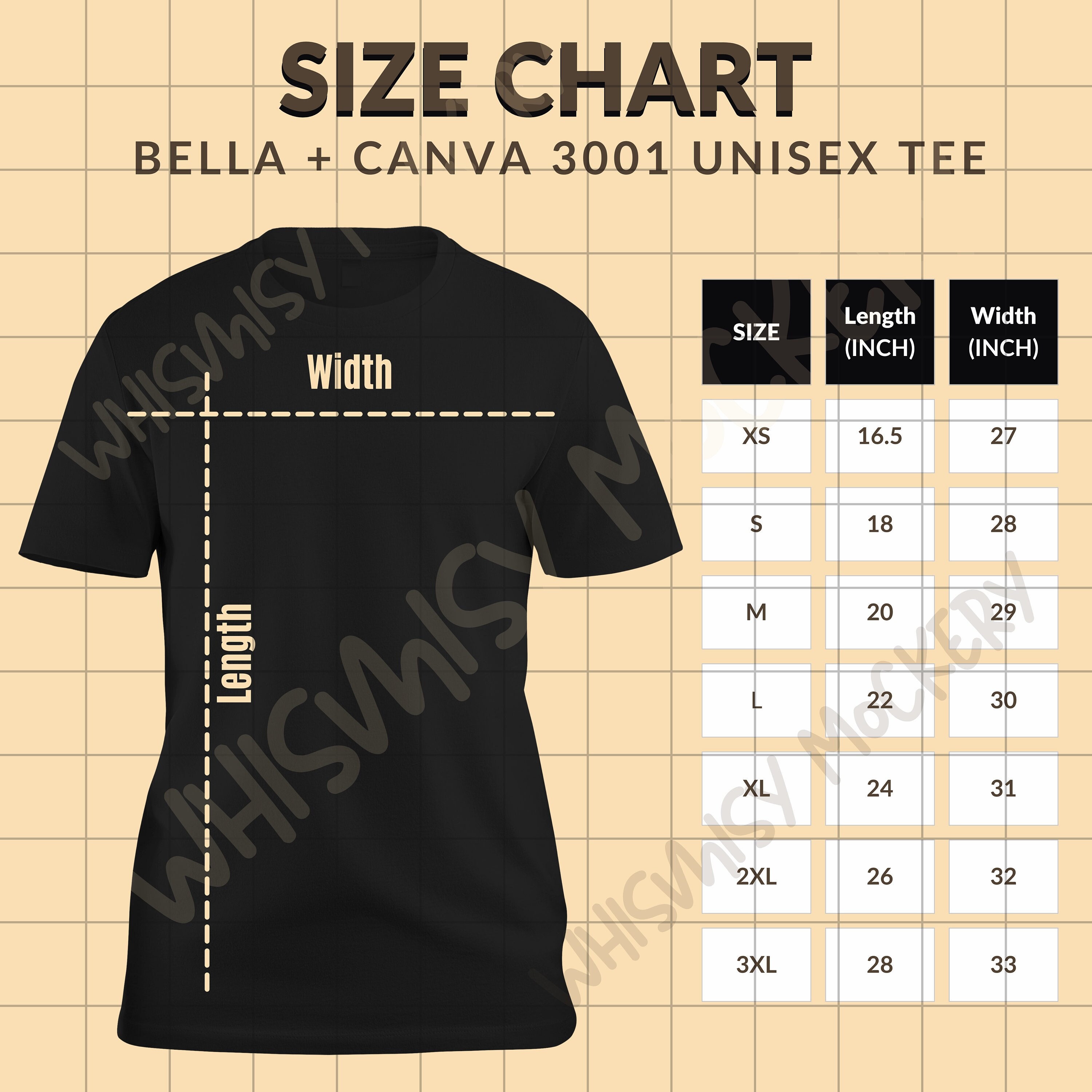 Bella Canva 3001 Size Chart - Elevate Your Listings With Stylish ...