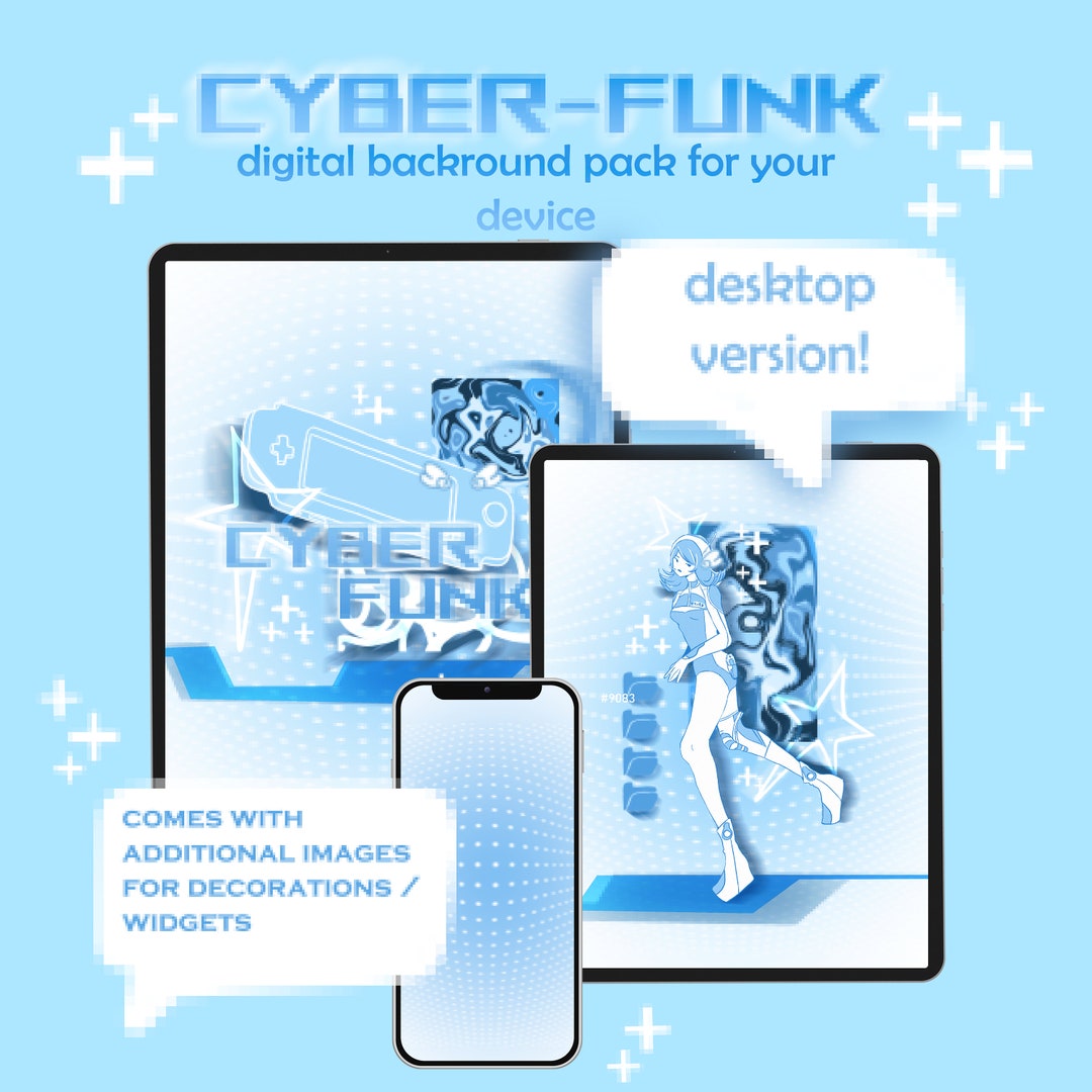 Background Pack for Desktop Cyber-funk Blue Digital Style - Etsy