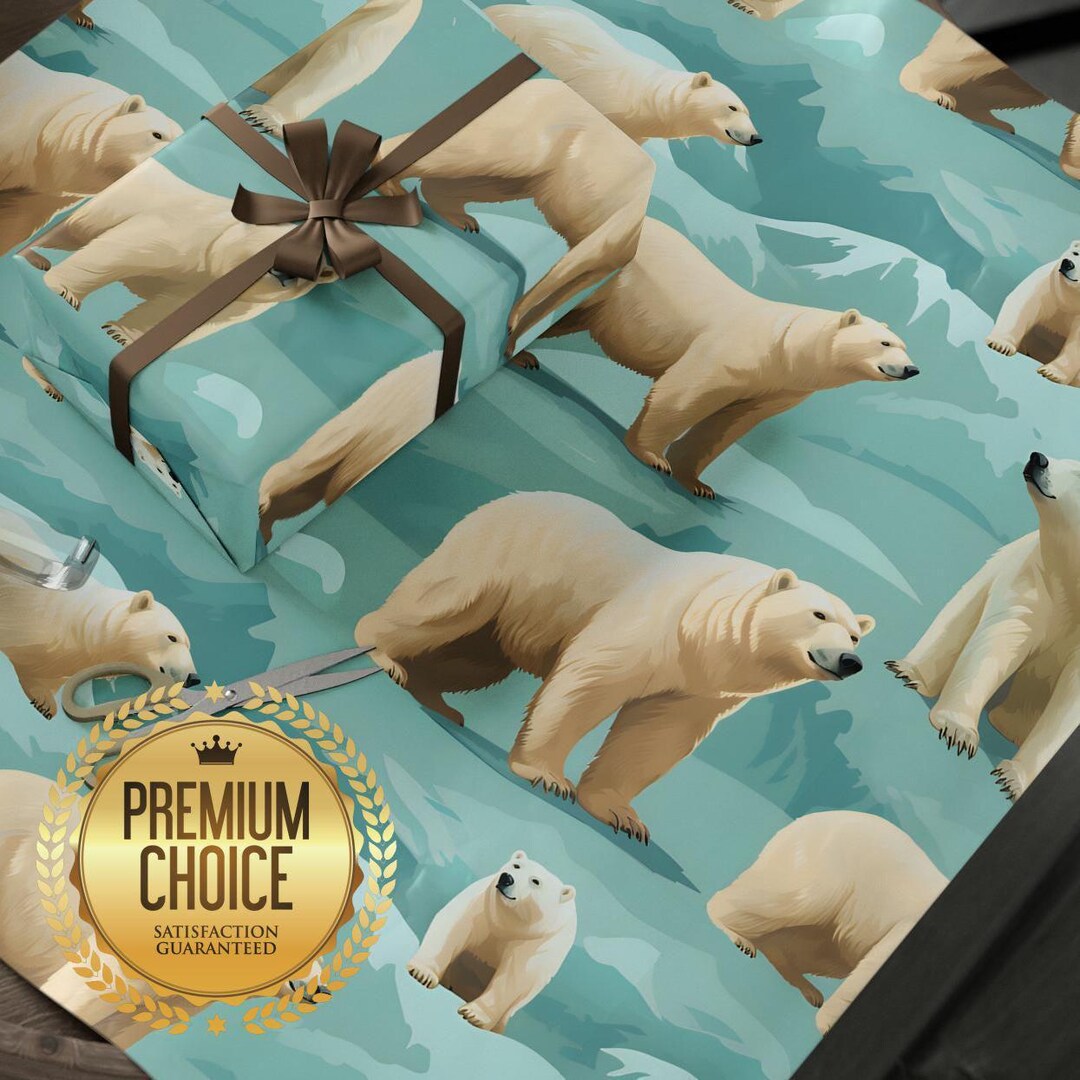 Polar Bears Wrapping Paper Rolls, Polar Bears Gift Wrap, Winter Bears ...