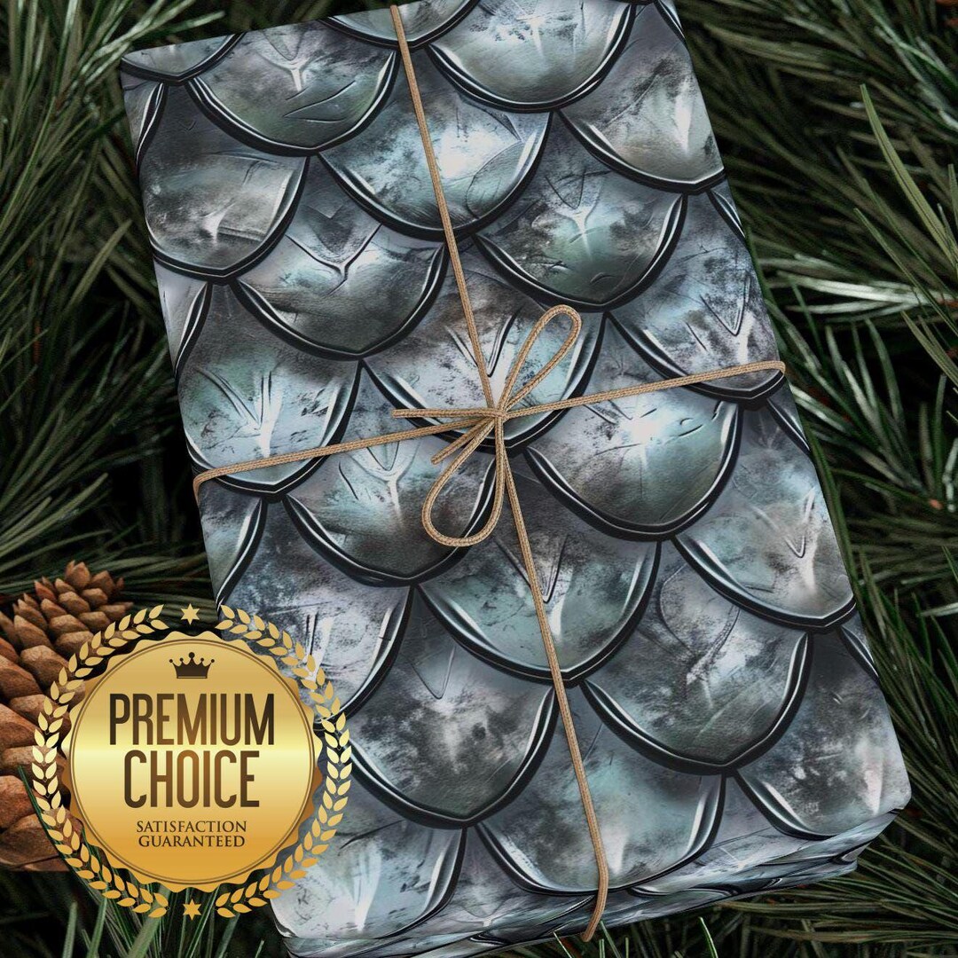 Silver/grey Dragon Scale Gift Wrapping Paper for Christmas, Birthdays ...