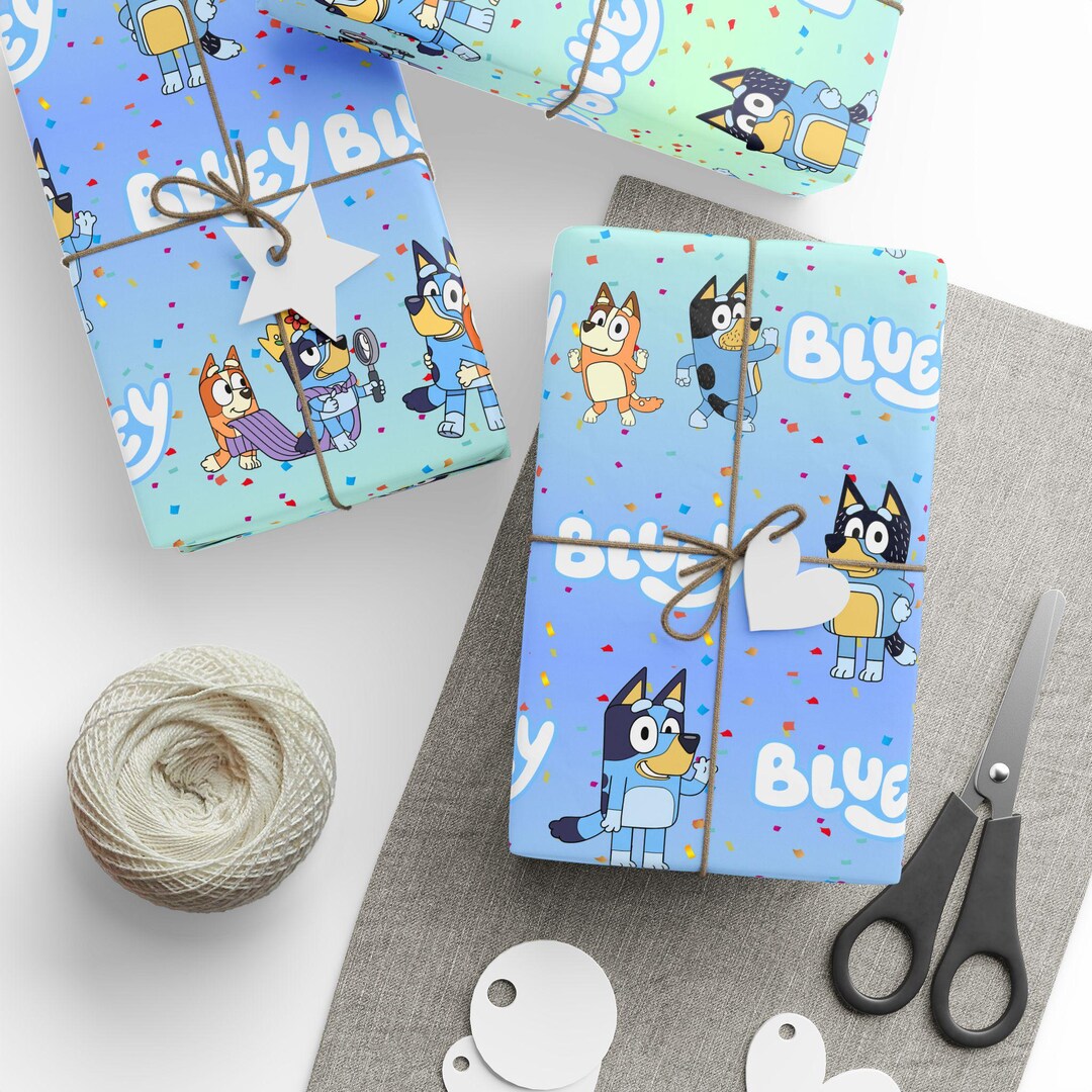 Bluey Birthday Wrapping Paper: Pastel Confetti Kids Party Gift Wrap - Etsy