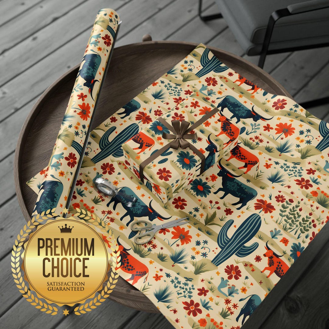 Texas Bulls Wrapping Paper Rolls, Christmas / Birthday Gift Wrap Rolls ...