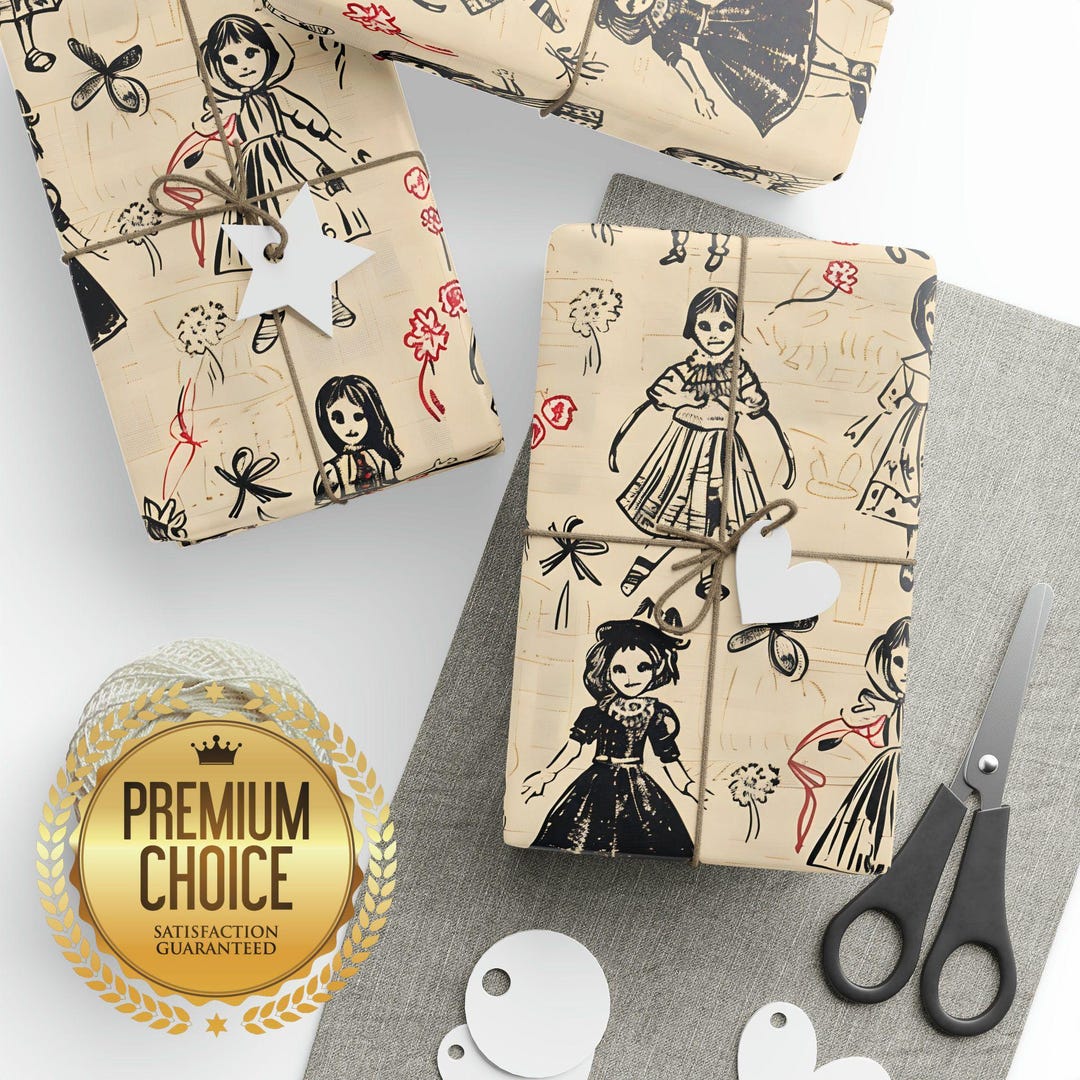 Vintage Dolls Girls Gift Wrap for Birthdays, Christmas, Doll Wrapping ...