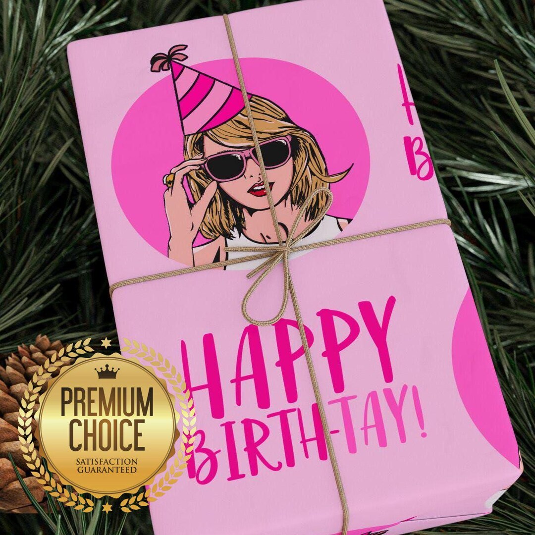 Taylor Swift Happy Birth-tay Gift Wrap in Pink for Ultimate Swifties ...