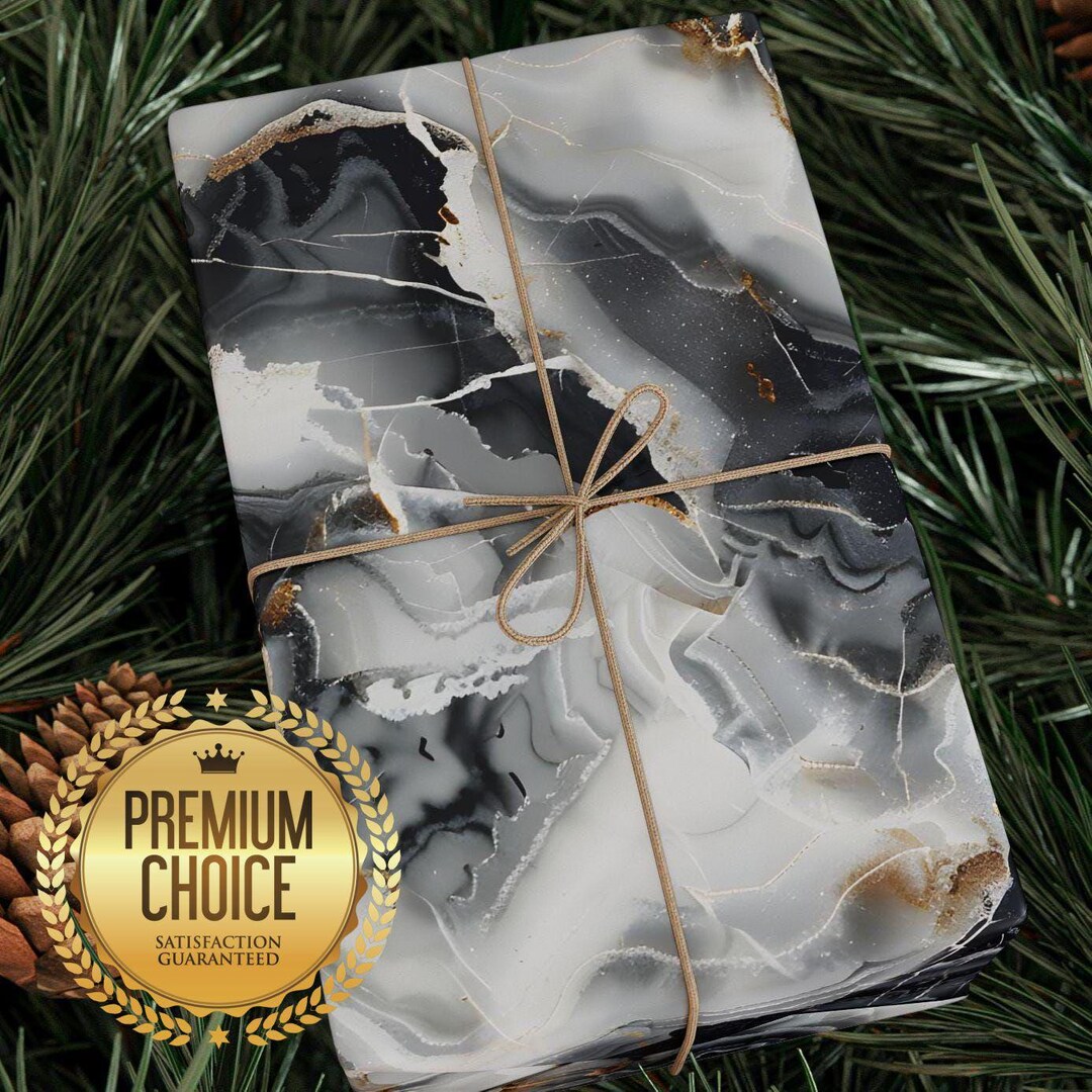 Black Marble Gift Wrap With Gold Accents , Formal Gift Wrap ...