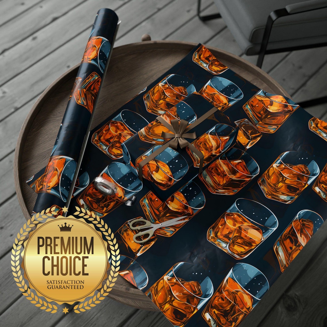 Classic Cocktail Gift Wrap, Whiskey Wrapping Paper, Scotch Gift Wrap ...