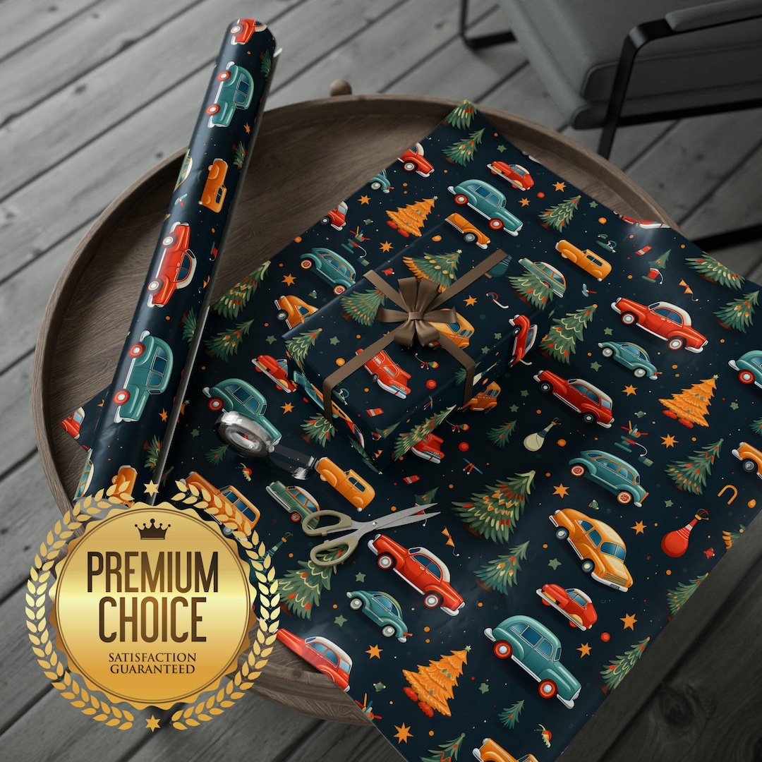 Boy Christmas Cars Wrapping Paper Roll, Kid Hot Wheel Car Gift Wrap ...