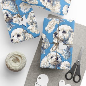 White Poodle Wrapping Paper for Dog Lovers Birthdays Holidays and ...
