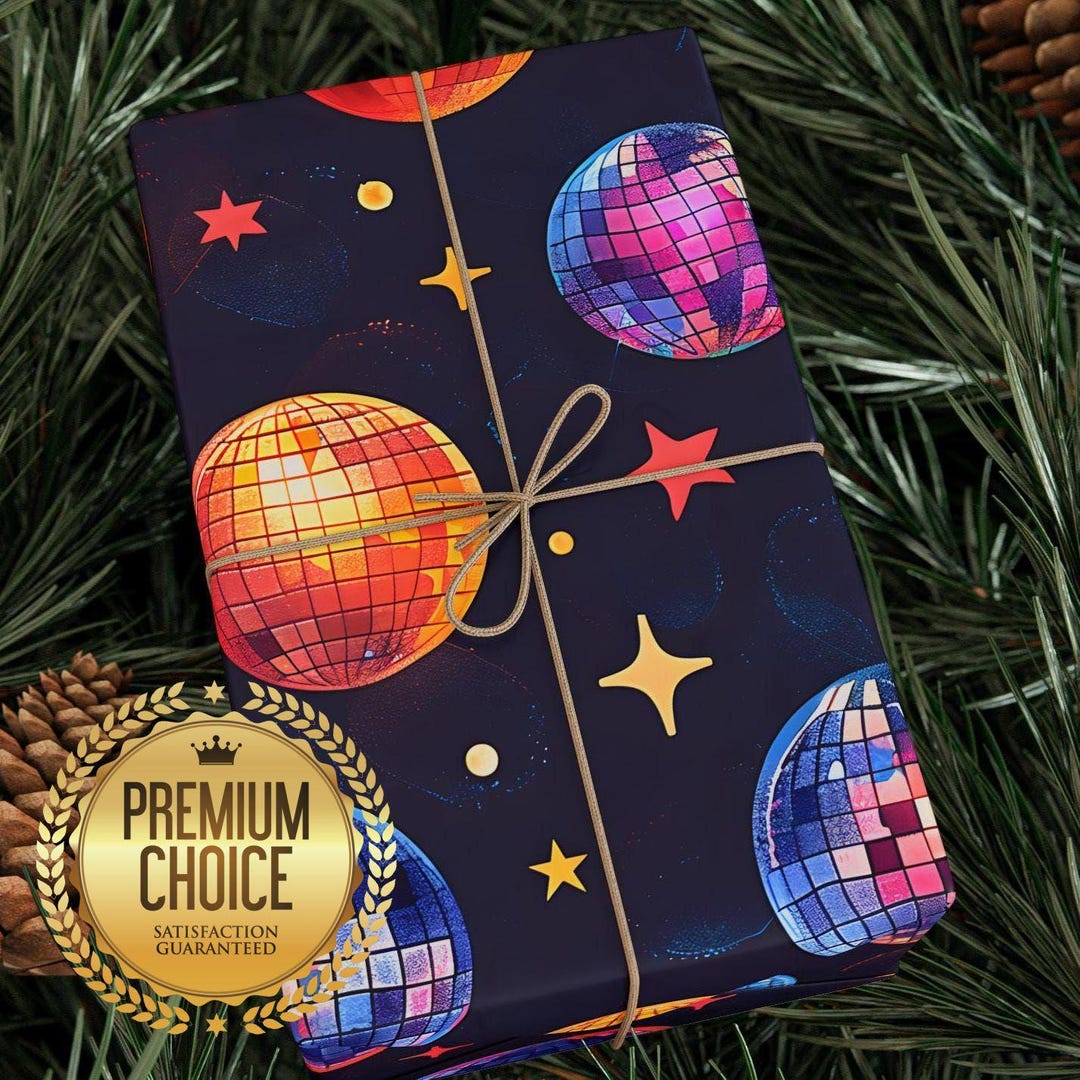 Disco Ball Wrapping Paper, 70s Disco Gift Wrap, Colorful Disco Party ...