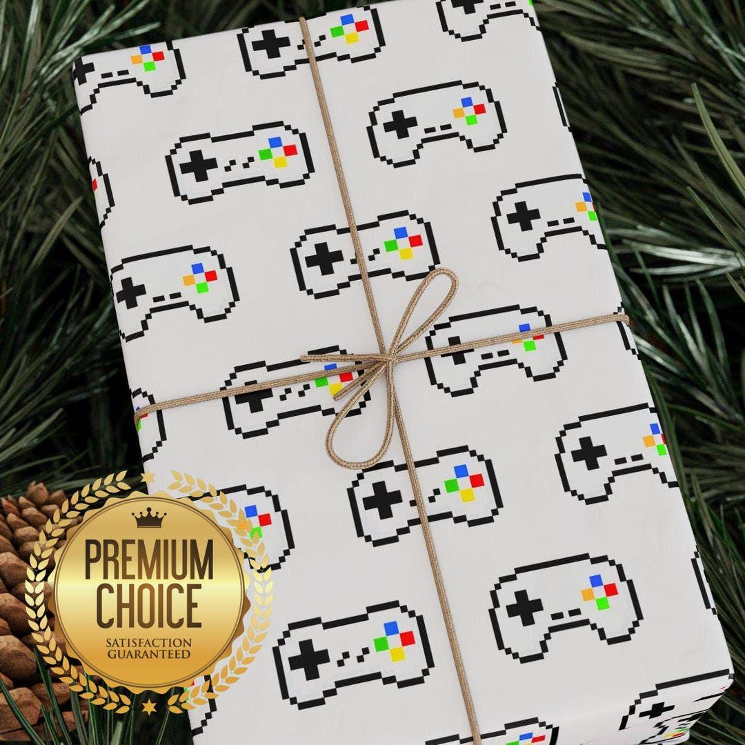 Video Game Controller Wrapping Paper, Retro Gaming Gift Wrap for Gamers ...