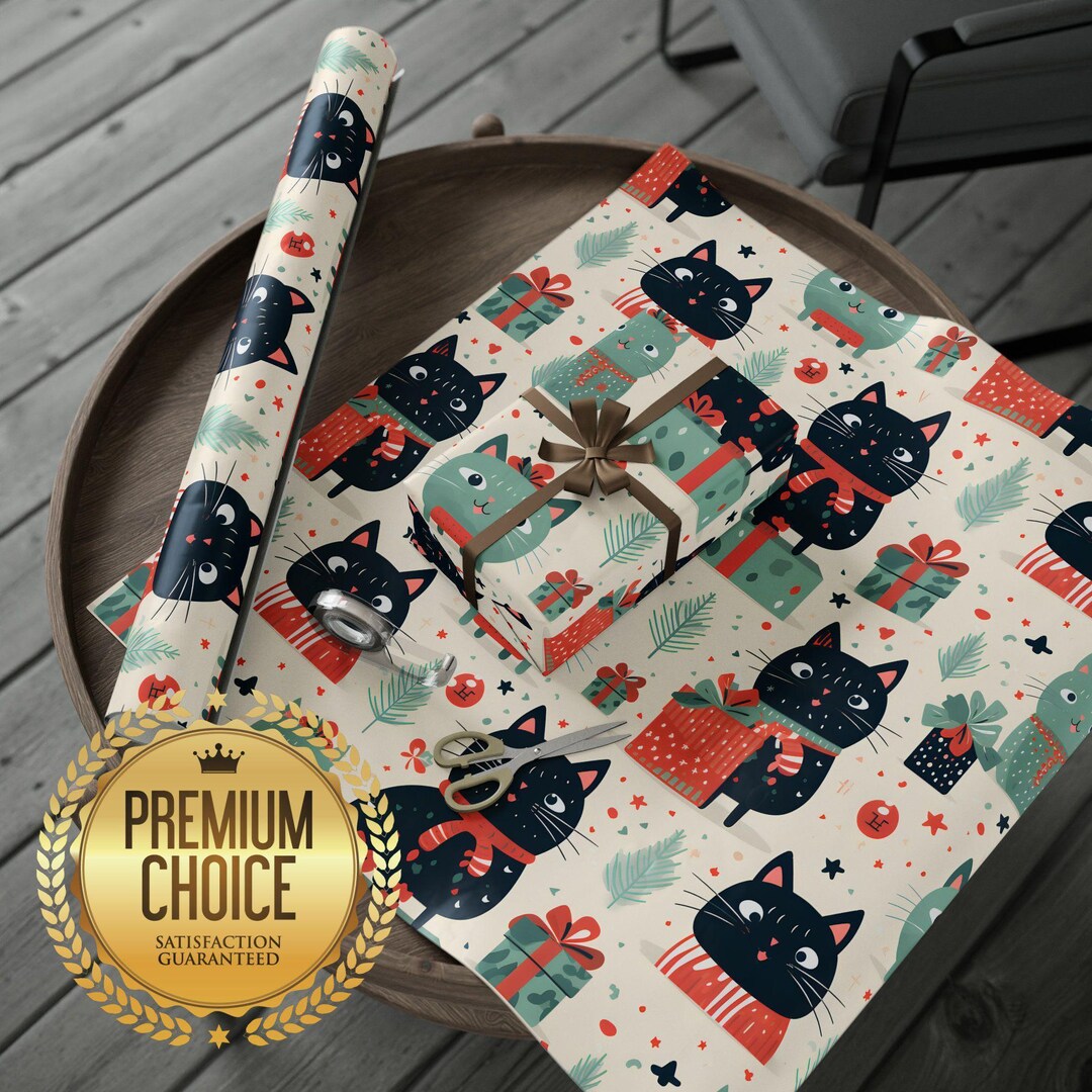 Winter Christmas Kittens Holiday Themed Wrapping Paper | Christmas Cats ...