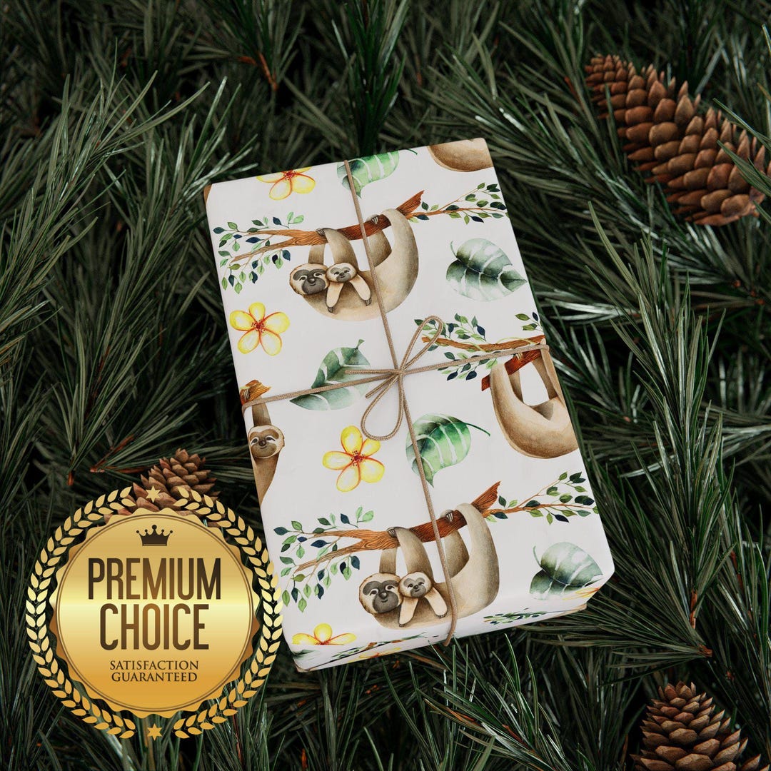 Adorable Sloth Wrapping Paper, Cute Sloth Baby Shower Gift Wrap, Cute ...